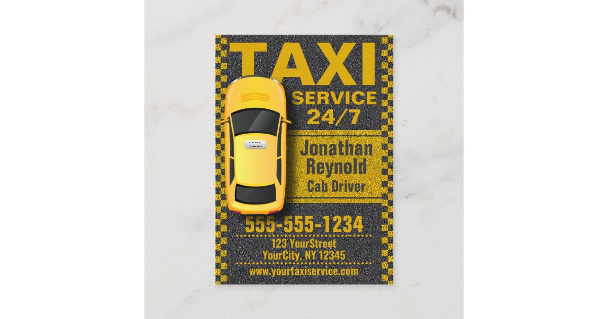 Yellow Taxi Service Cab Driver Business Card | Zazzle