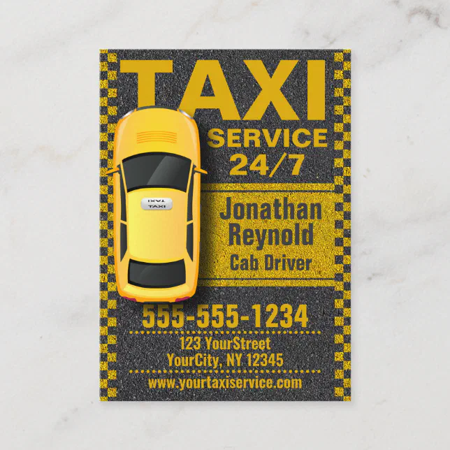 Yellow Taxi Service Cab Driver Business Card | Zazzle