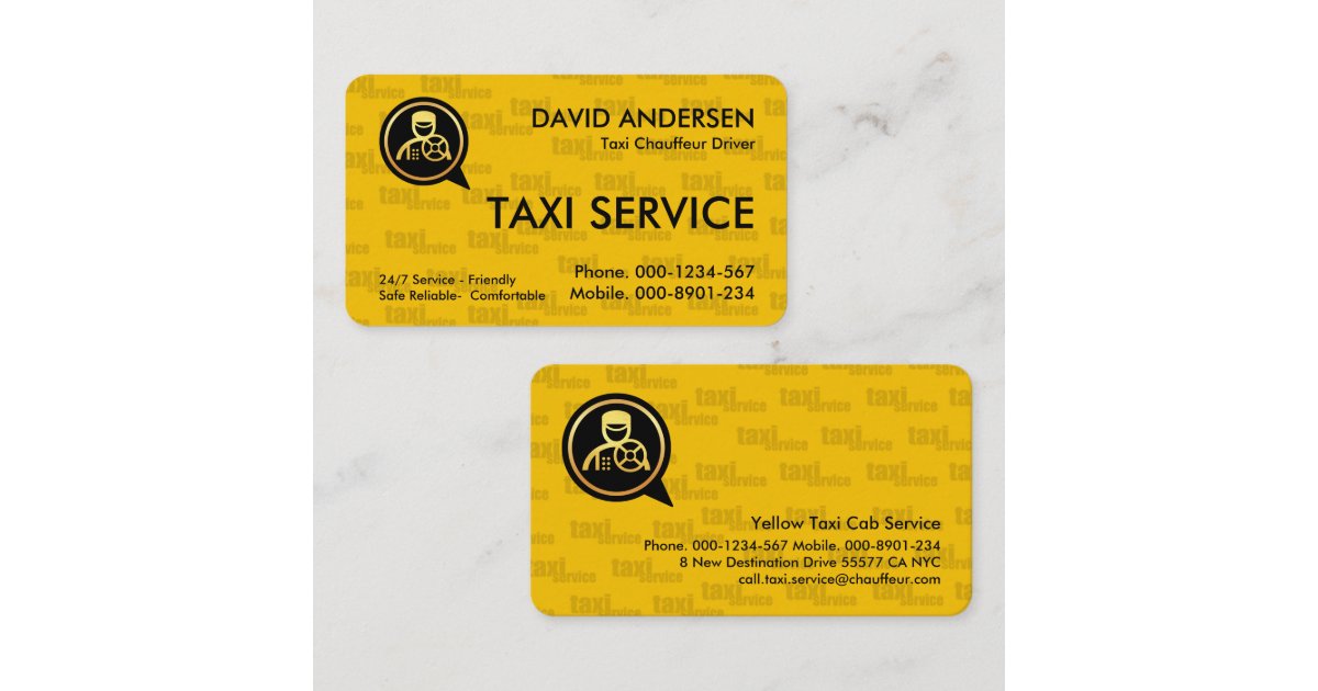 Yellow Taxi Service Driver Driving Business Card | Zazzle