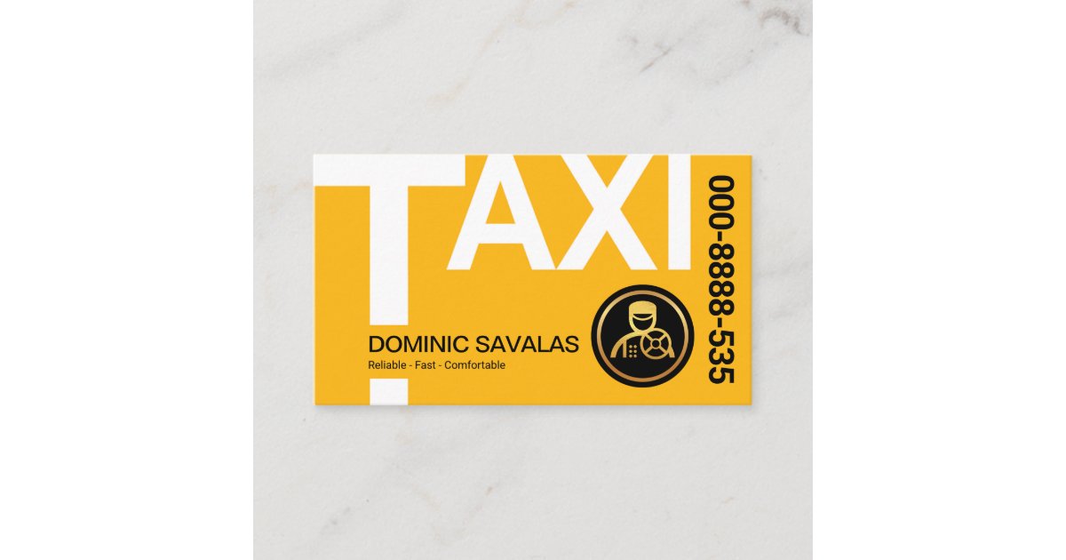 Yellow TAXI Signage Cab Driver Business Card | Zazzle