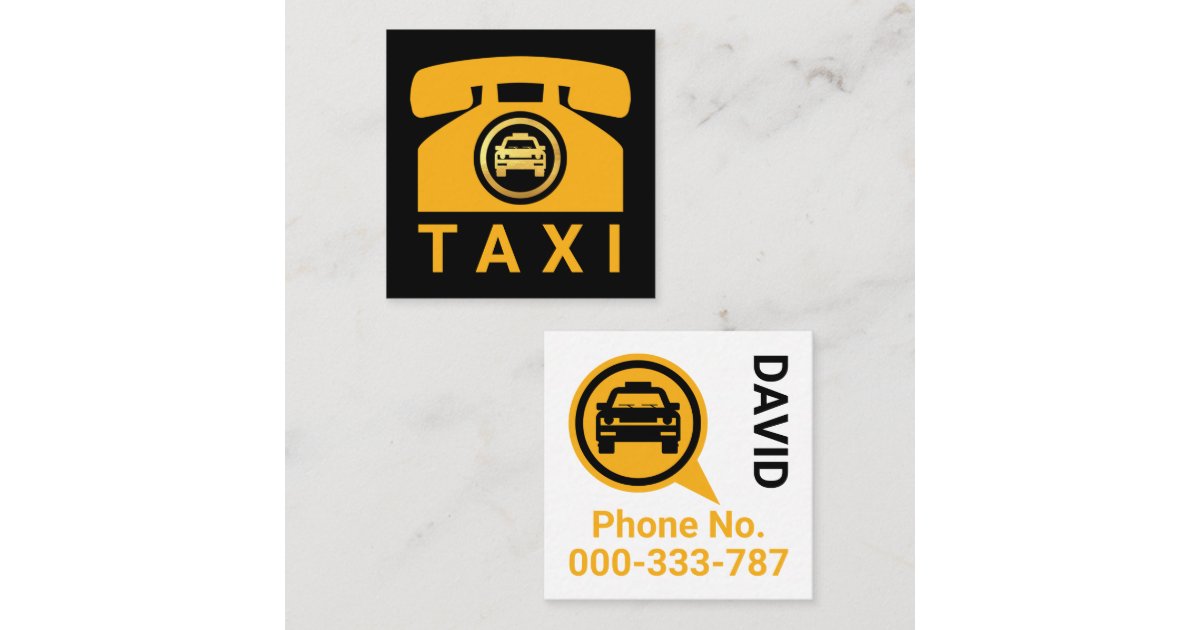 Yellow Taxi Telephone Driver Square Business Card | Zazzle