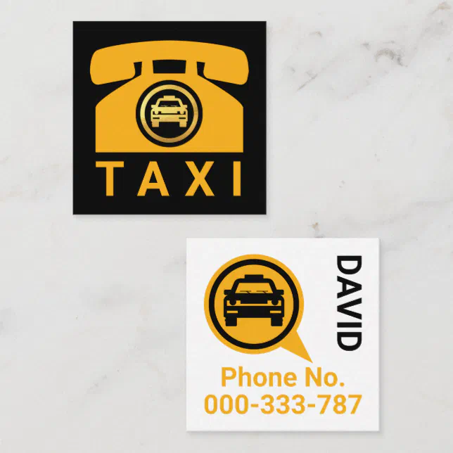 Yellow Taxi Telephone Driver Square Business Card | Zazzle