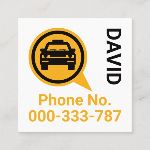 Yellow Taxi Telephone Driver Square Business Card | Zazzle