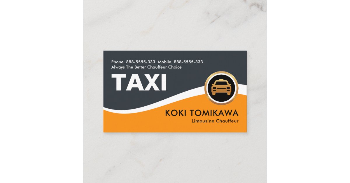 Yellow Taxi Wave Driving Cab Business Card | Zazzle