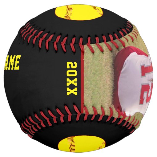 Yellow Team Name Player Number Photo Softball | Zazzle