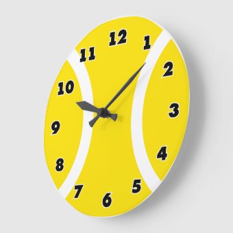Yellow tennis ball clock with large modern numbers | Zazzle