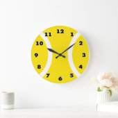 Yellow tennis ball clock with large modern numbers | Zazzle