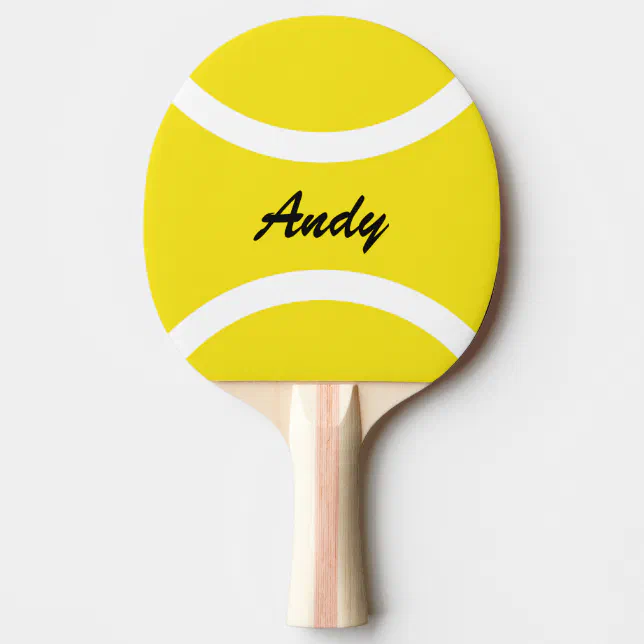Yellow tennis ball tabletennis ping pong paddles | Zazzle
