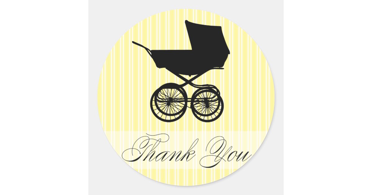 Yellow Thank You Baby Buggy Sticker | Zazzle