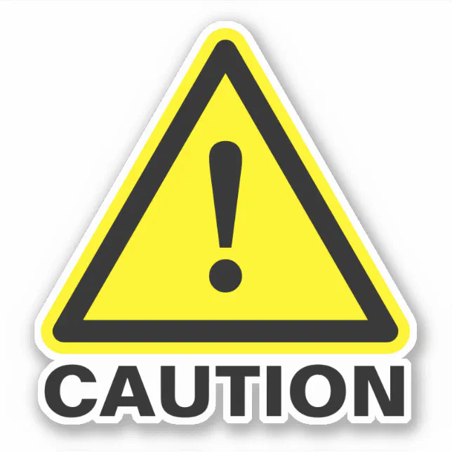 Yellow triangle caution sign vinyl stickers | Zazzle