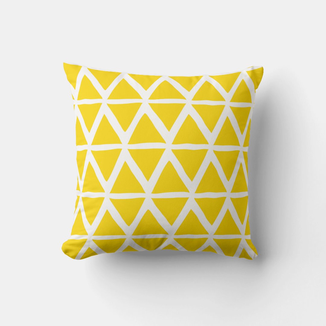 Yellow Triangles Geometric Decorative Pillow | Zazzle