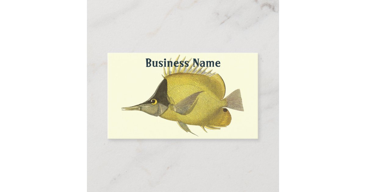 Yellow Tropical Chelmon Longirostris, Vintage Fish Business Card | Zazzle