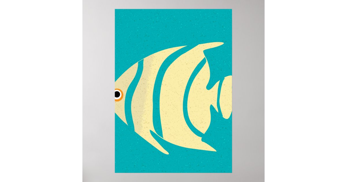 Yellow Tropical Fish Stencil Poster | Zazzle