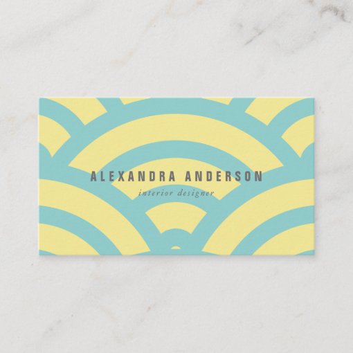 Yellow & Turquoise Wave Pattern Business Card | Zazzle