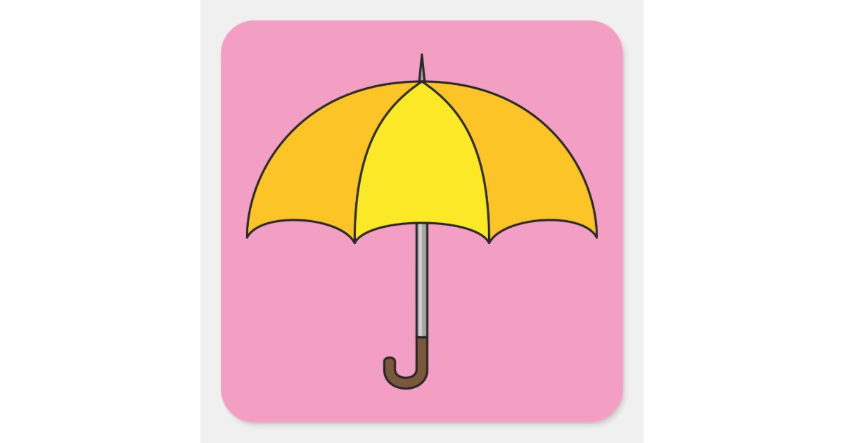 Yellow Umbrella Square Sticker | Zazzle