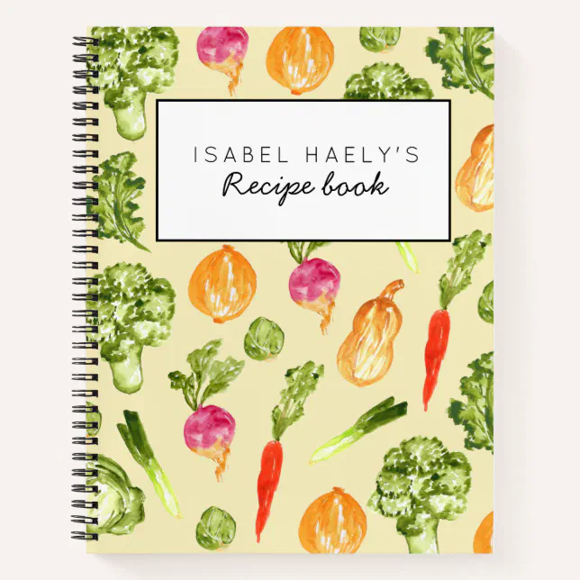 Yellow vegetable personalized recipe book | Zazzle