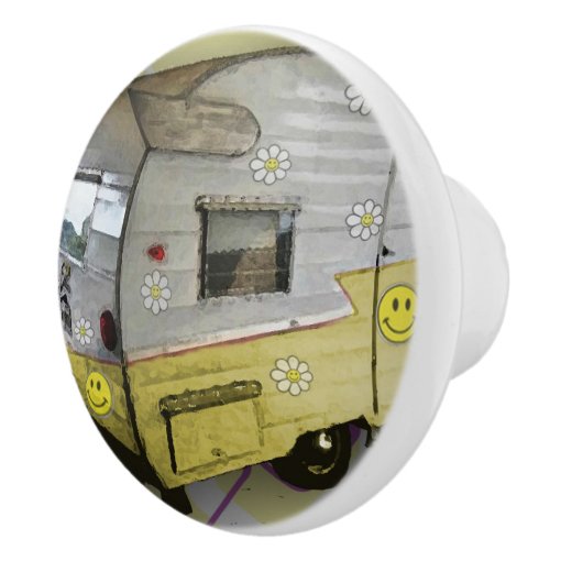 Yellow Vintage Camper Trailer knob | Zazzle