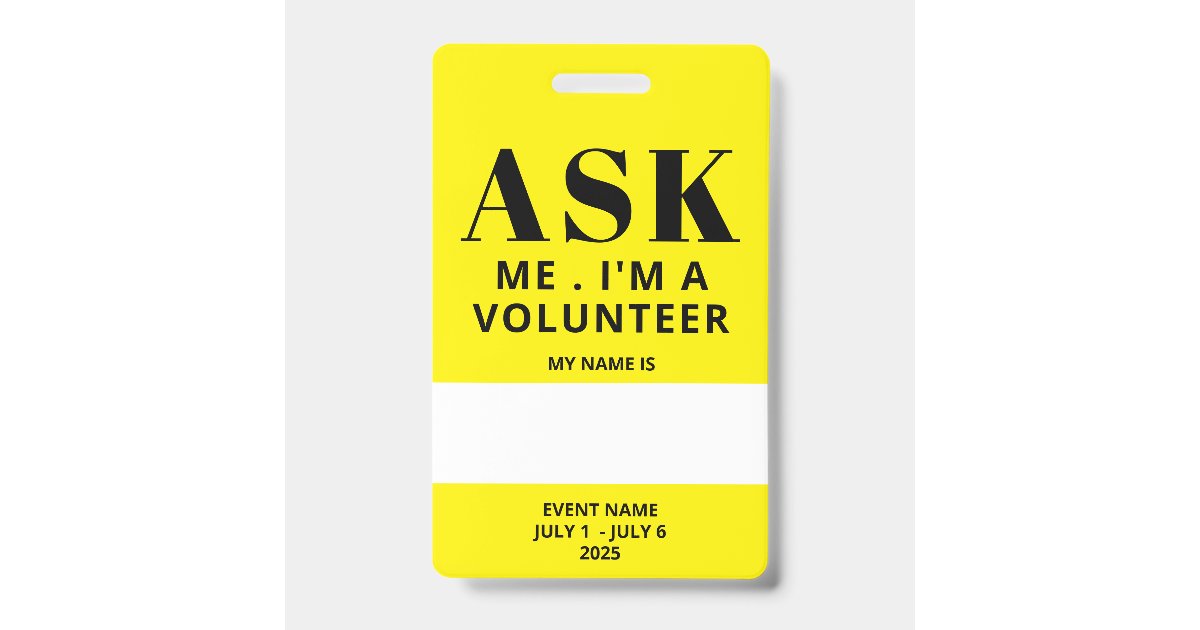 Yellow Volunteer Badge | Zazzle