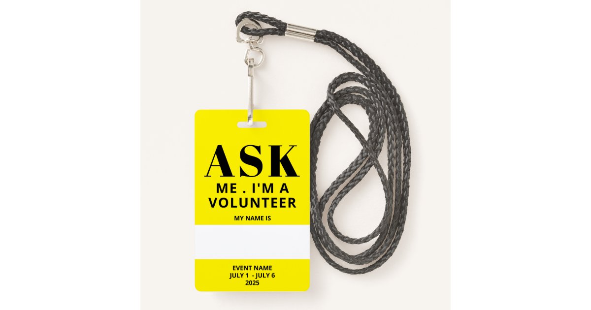 Yellow Volunteer Badge | Zazzle
