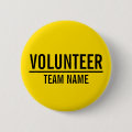 Yellow Volunteer Badge with Custom Team Name Button | Zazzle