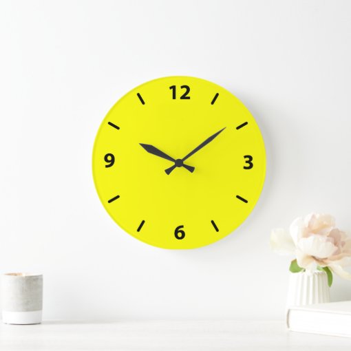 Yellow Wall Clock with Black Numbers | Zazzle