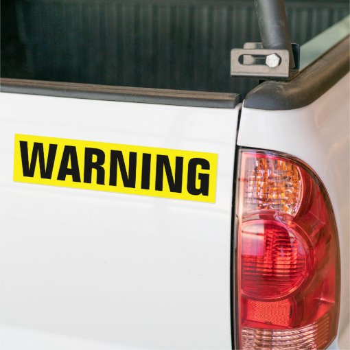Yellow warning sign on durable vinyl sticker | Zazzle