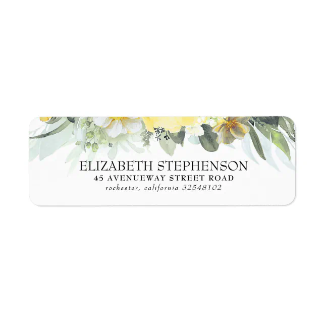 Yellow Watercolor Flowers Elegant Label | Zazzle