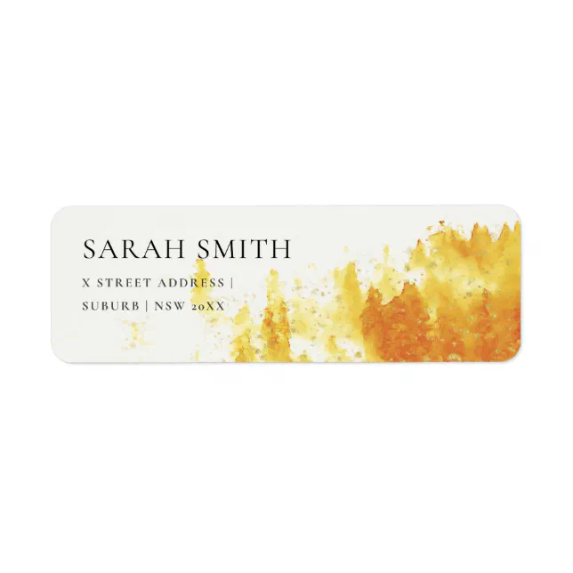 YELLOW WATERCOLOR LANDSCAPE TREE FOLIAGE ADDRESS LABEL | Zazzle