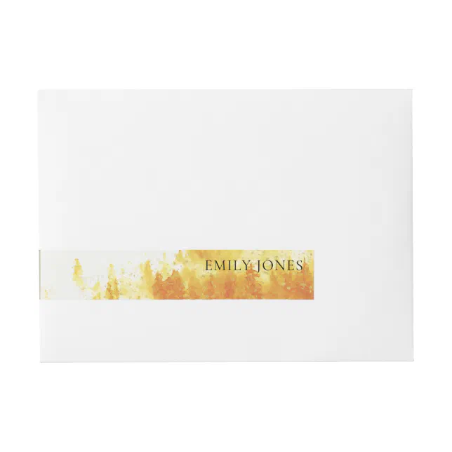 YELLOW WATERCOLOR LANDSCAPE TREE FOLIAGE MONOGRAM WRAP AROUND ADDRESS ...