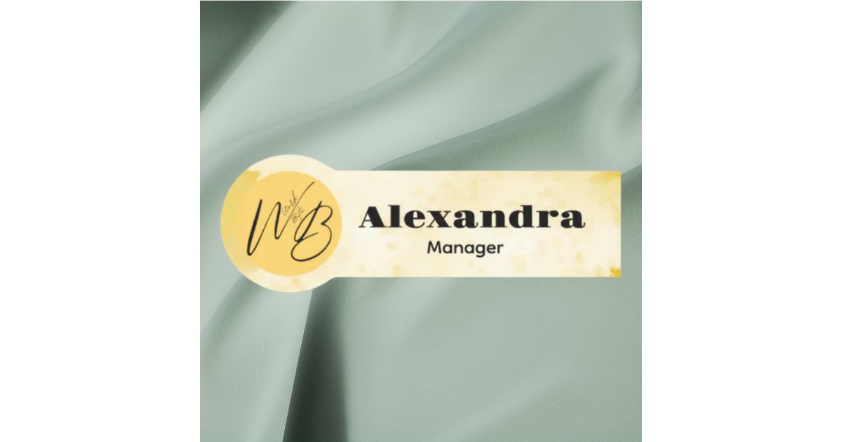 Yellow Watercolor Modern Restaurant Employee Name Tag | Zazzle
