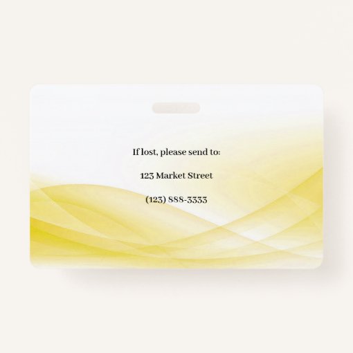 Yellow Wave Design Photo Identification ID Badge | Zazzle