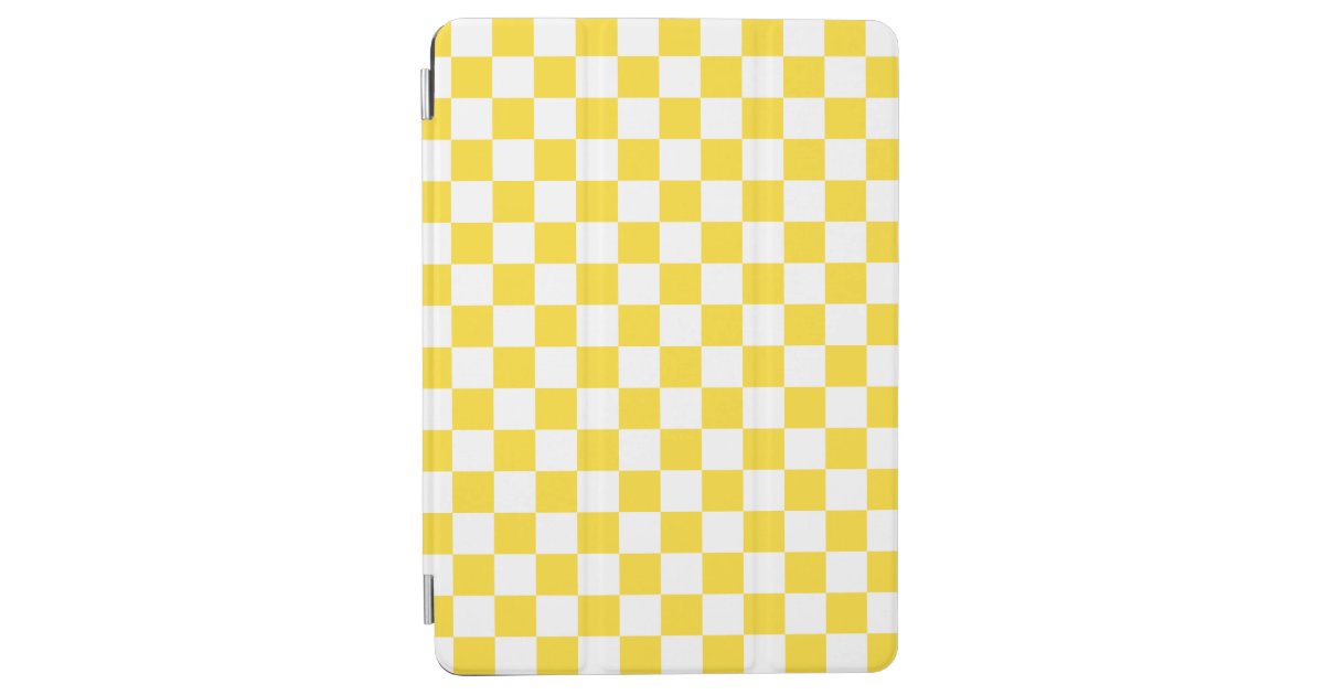 Yellow White Check Checkered Checkerboard Pattern iPad Air Cover | Zazzle
