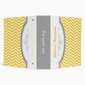 Yellow white chevron with frame recipe 3 ring binder | Zazzle