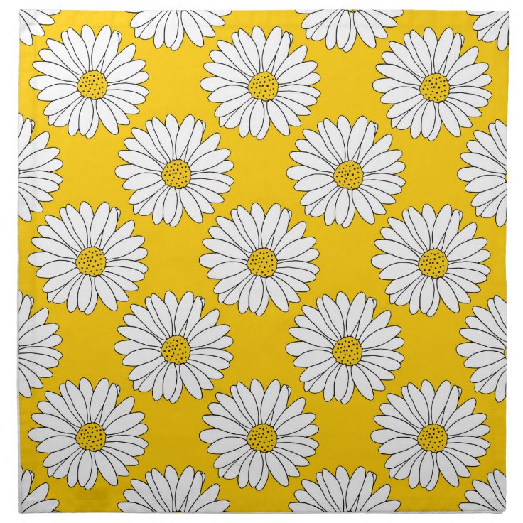 Yellow White Daisy Pattern 2 Cloth Napkin | Zazzle