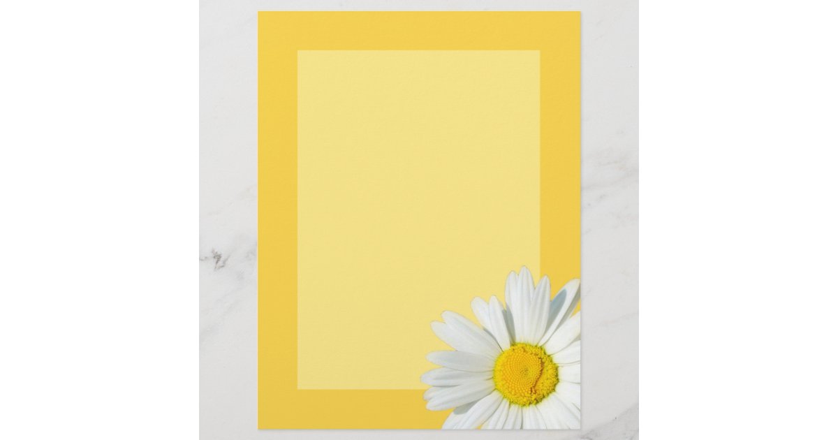 Yellow & White Daisy Personalized Stationary Paper | Zazzle
