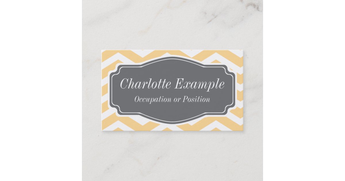 Yellow White Grey Chevron Personal Business Card | Zazzle
