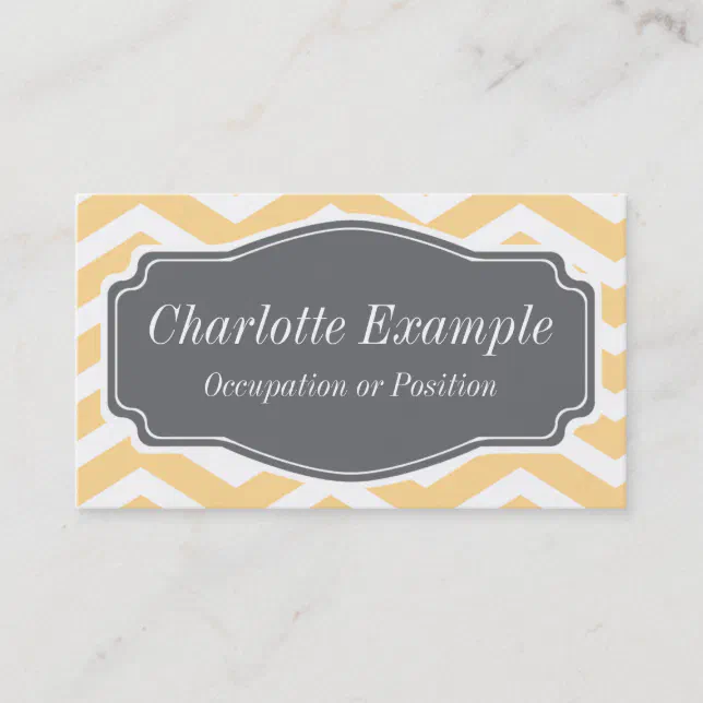 Yellow White Grey Chevron Personal Business Card | Zazzle