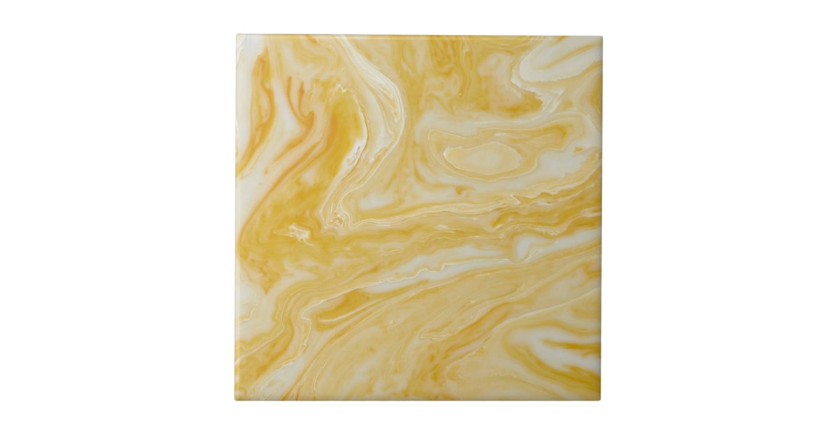 Yellow White Marble Print Ceramic Tile | Zazzle