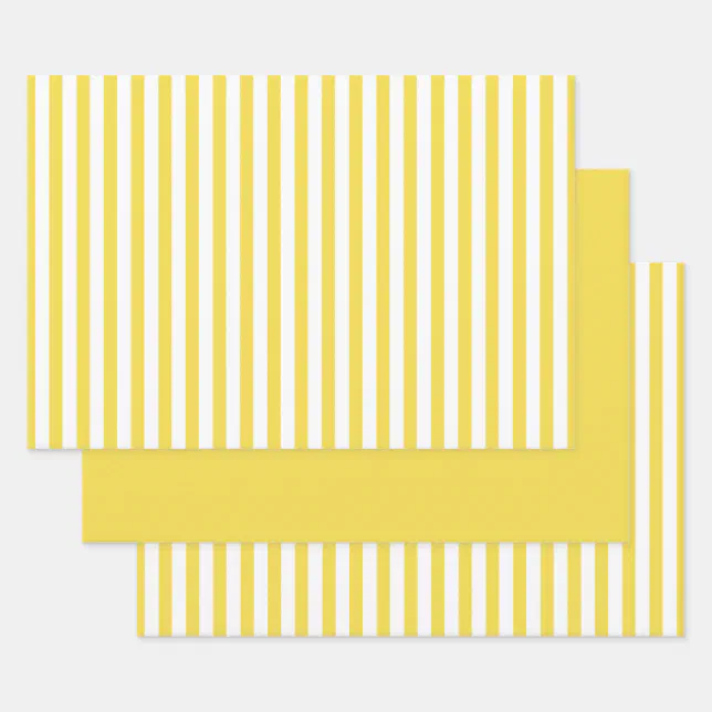 yellow White Simple Stripes Pattern Geometric Wrapping Paper Sheets ...