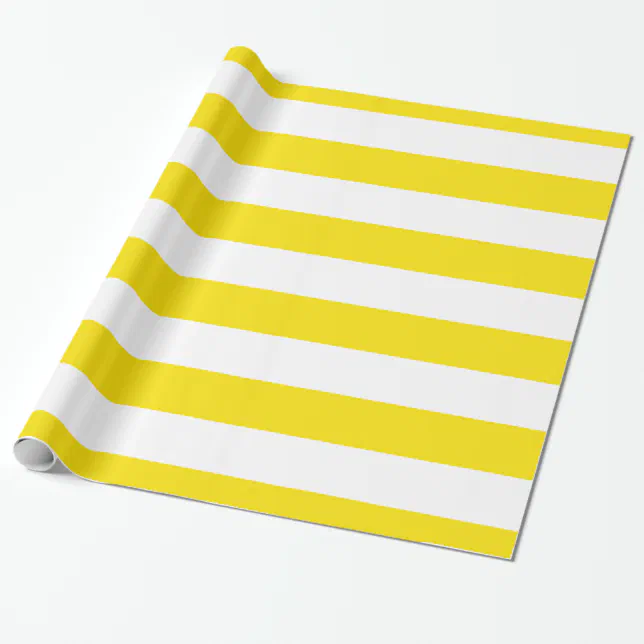 Yellow, White XL Stripes Pattern Wrapping Paper | Zazzle