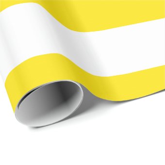 Yellow, White XL Stripes Pattern Wrapping Paper | Zazzle