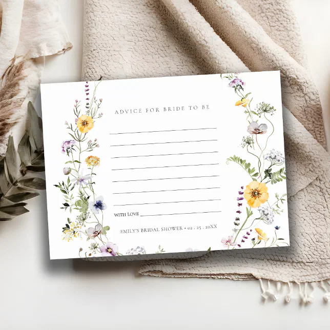 Yellow Wildflower Advice For Bride Bridal Shower Enclosure Card | Zazzle
