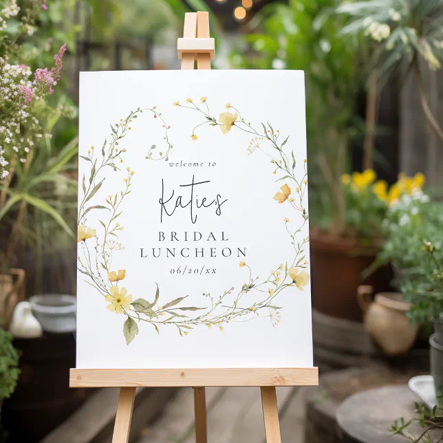 Yellow Wildflower Boho Bridal Shower Welcome Sign | Zazzle