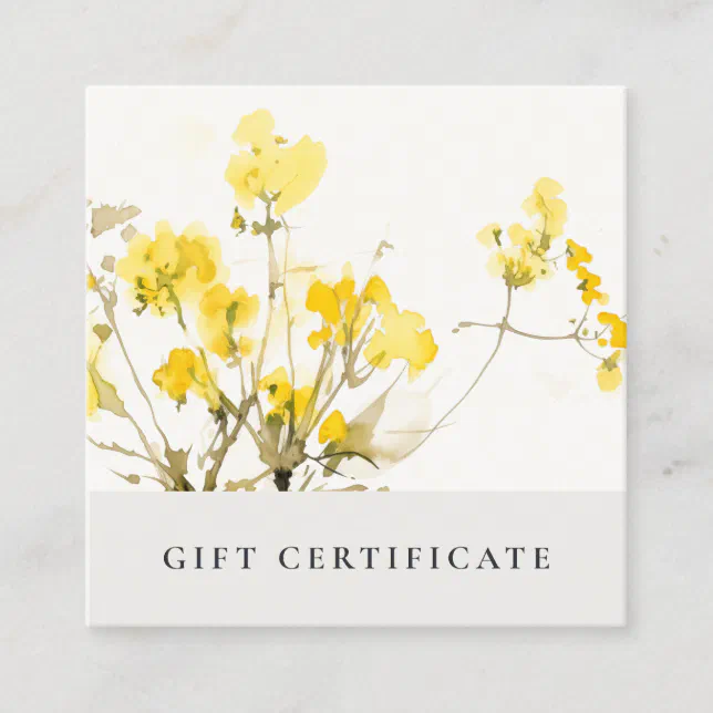 Yellow Wildflower Boho Floral Gift Certificate | Zazzle
