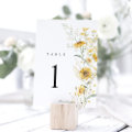 Yellow Wildflower Sunflower Wedding Table Numbers | Zazzle