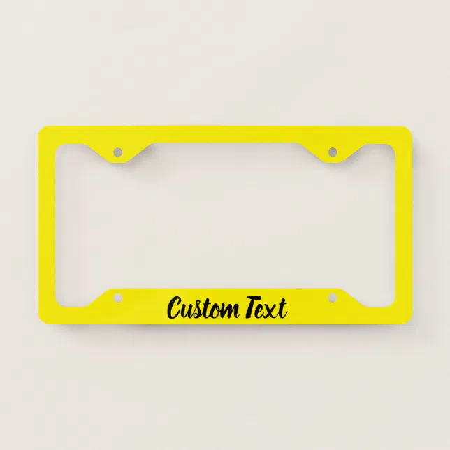 Yellow with Black Script License Plate Frame | Zazzle