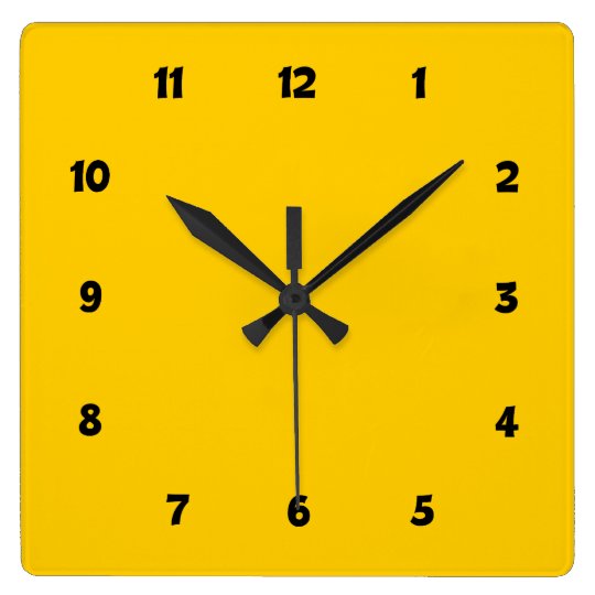 Yellow with Numbers Square Wall Clock | Zazzle.com