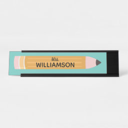 Yellow Writing Pencil Personalized Teacher Desk Name Plate | Zazzle