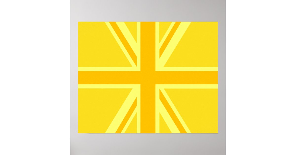 Yellow Yellow Union Jack British Flag Background Poster | Zazzle