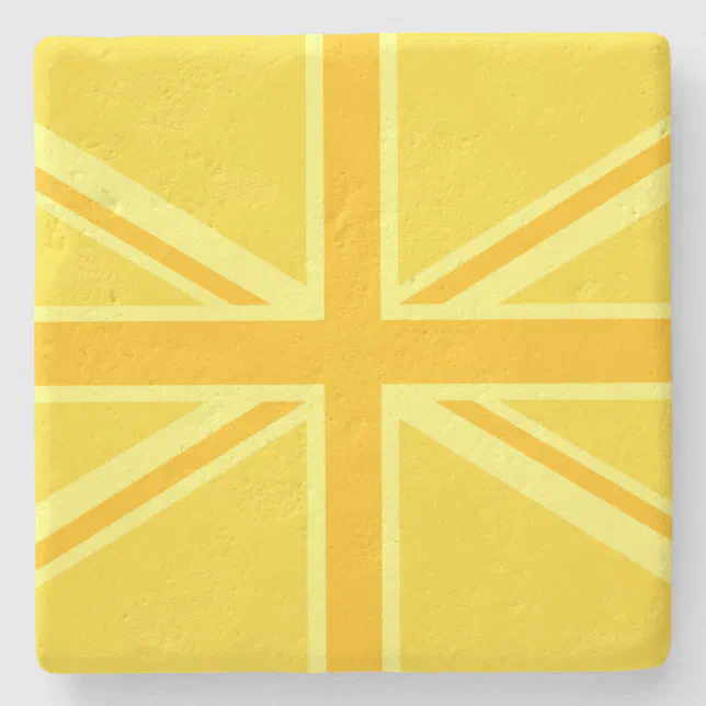 Yellow Yellow Union Jack British Flag Background Stone Coaster | Zazzle